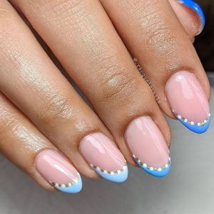 60 Blue French-Tip Nails For A Trendy Manicure