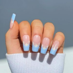 60 Blue French-Tip Nails For A Trendy Manicure