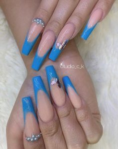 60 Blue French-Tip Nails For A Trendy Manicure