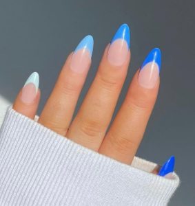 60 Blue French-Tip Nails For A Trendy Manicure
