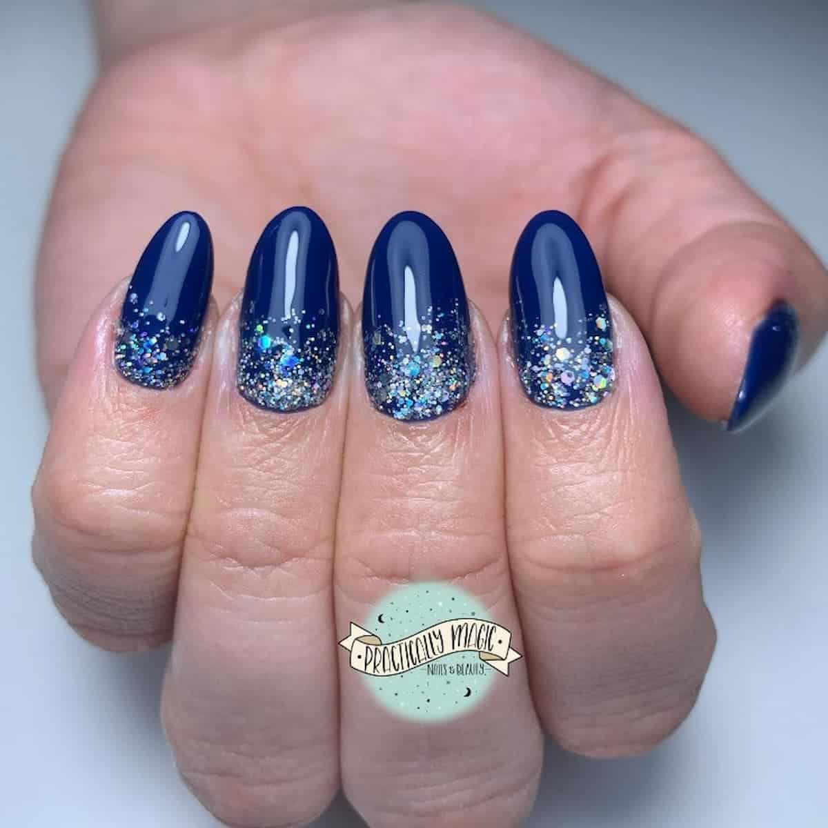 55 Dazzling Blue Nails with Glitter for Your Next Manicure