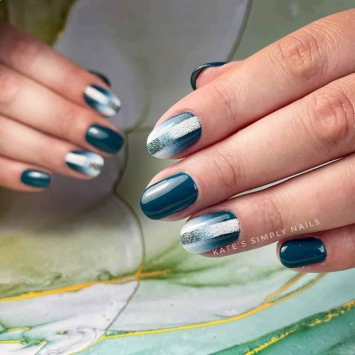 55 Dazzling Blue Nails with Glitter for Your Next Manicure