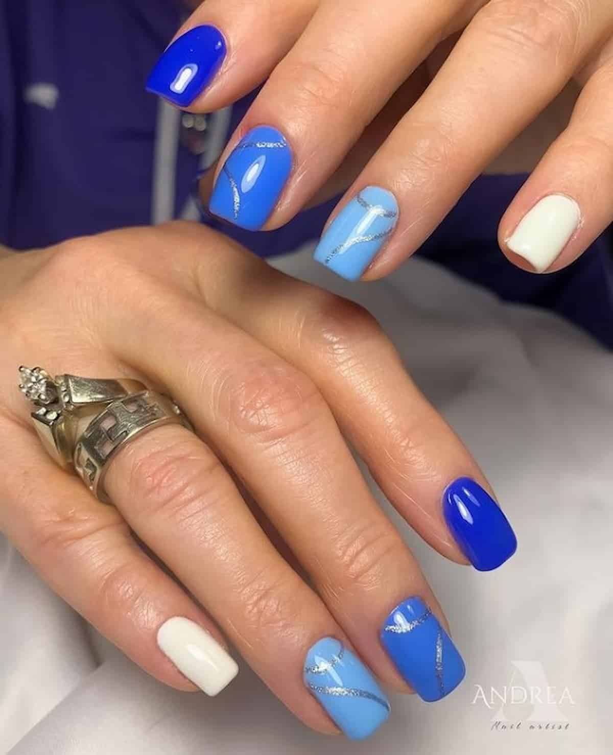 55 Dazzling Blue Nails with Glitter for Your Next Manicure