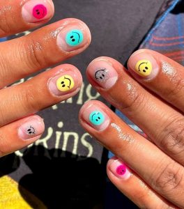 47 Smiley Face Nails For A Trendy Manicure