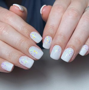 55 Stunning Ideas for White Glitter Nails
