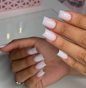 55 Stunning Ideas for White Glitter Nails