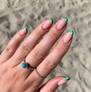 35 Gorgeous Green French Tip Nail Ideas