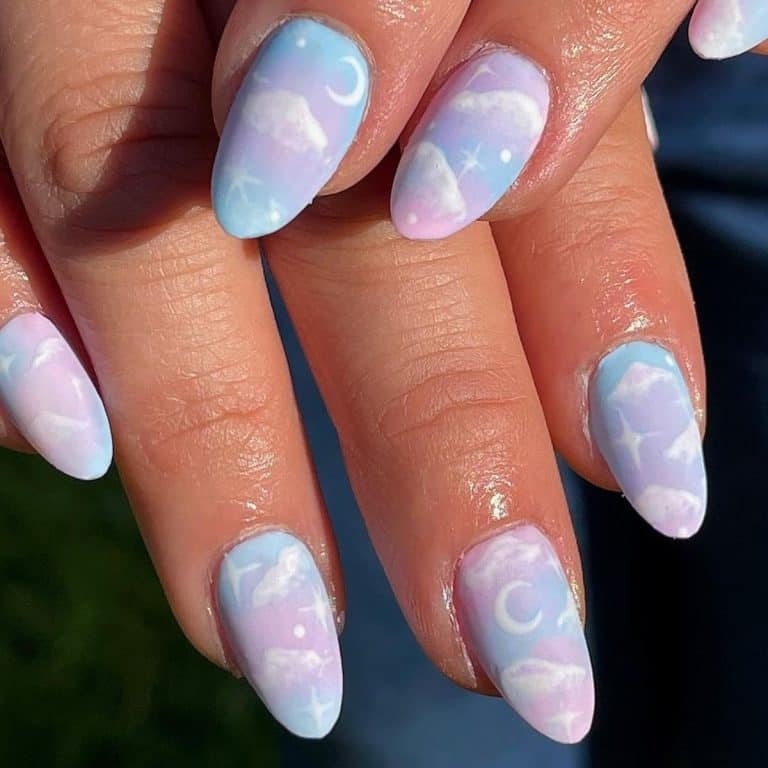 46 Ethereal Cloud Nail Designs for a Dreamy Look