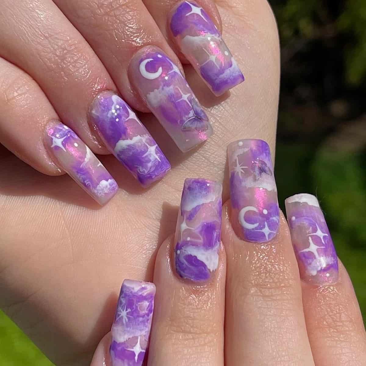 46 Ethereal Cloud Nail Designs for a Dreamy Look