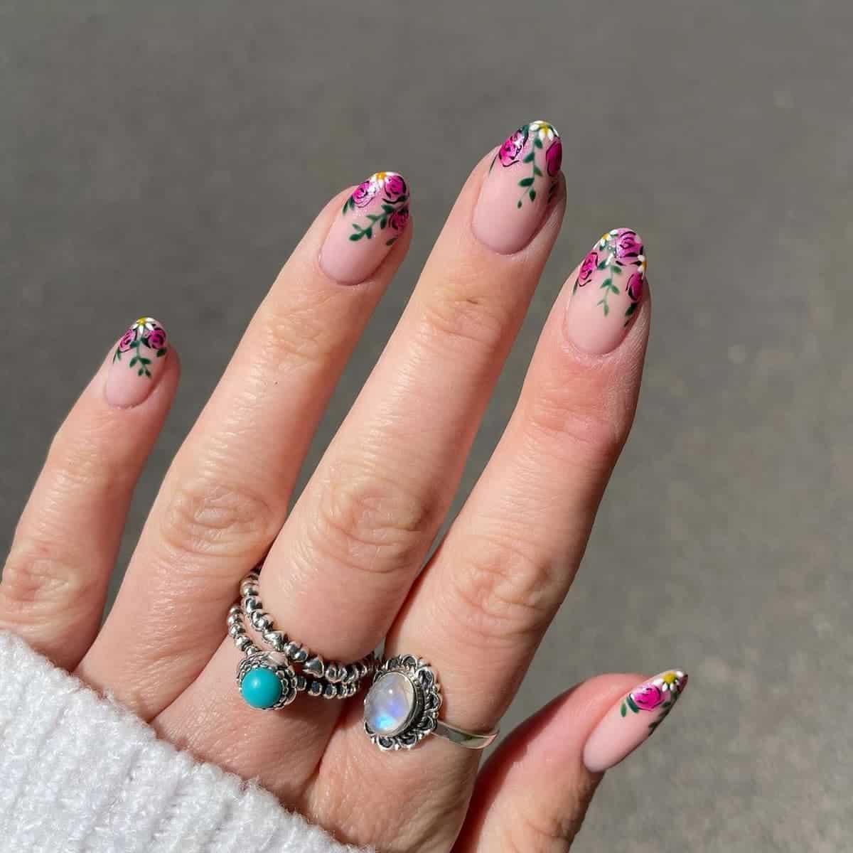 40+ Rose Nail Designs To Channel Your Inner Belle