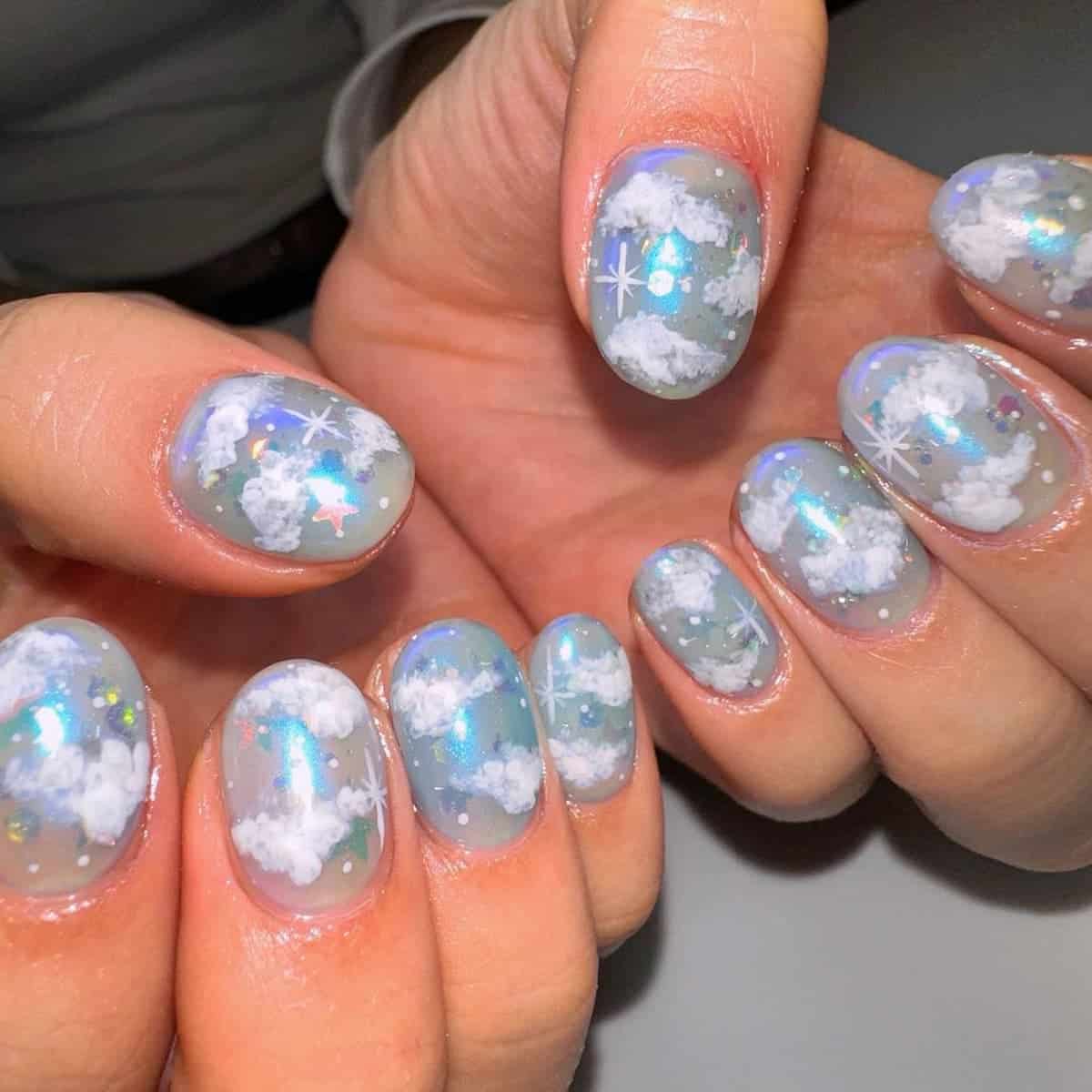 46 Ethereal Cloud Nail Designs for a Dreamy Look